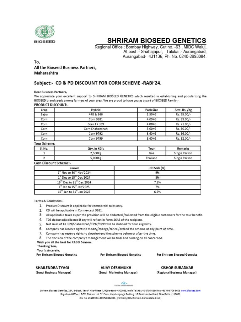 Corn & Bajra Scheme For Rabbi'2024 - K. SURADKAR | PDF