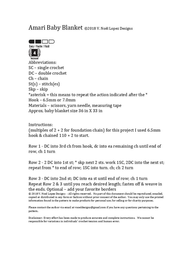 Amari Baby BlanketV.2 2018 V | PDF