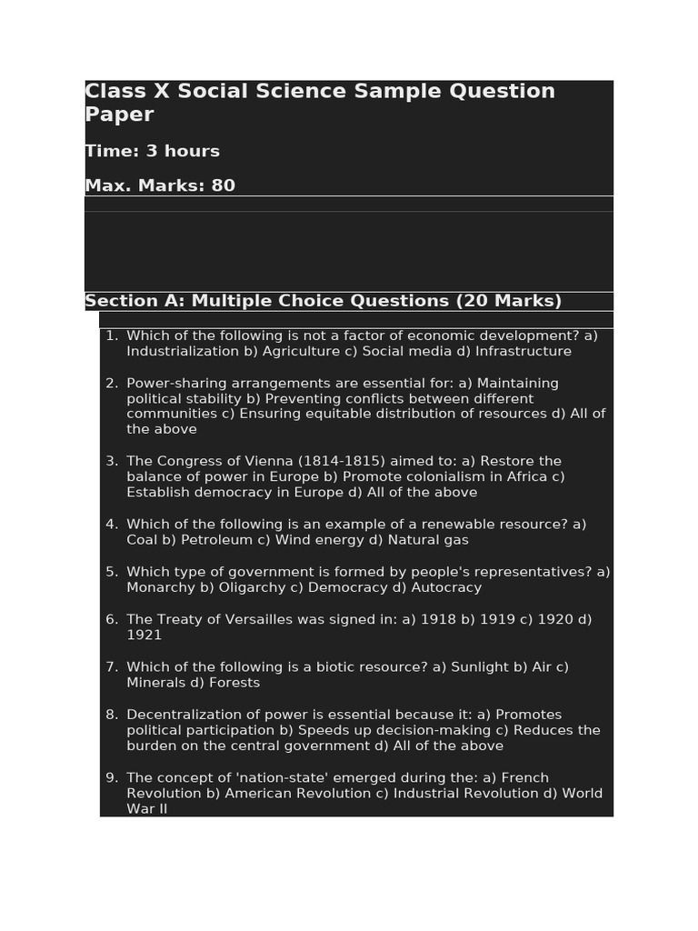 Class X Social Science Sample Question Paper | PDF | Four Asian Tigers ... Class X Social Science Sample Question Paper | PDF | Four Asian Tigers ...