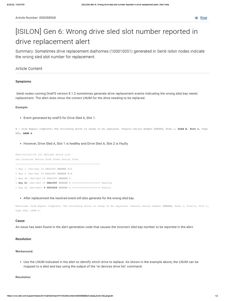 [ISILON] Gen 6_ Wrong drive sled slot number reported in drive ...