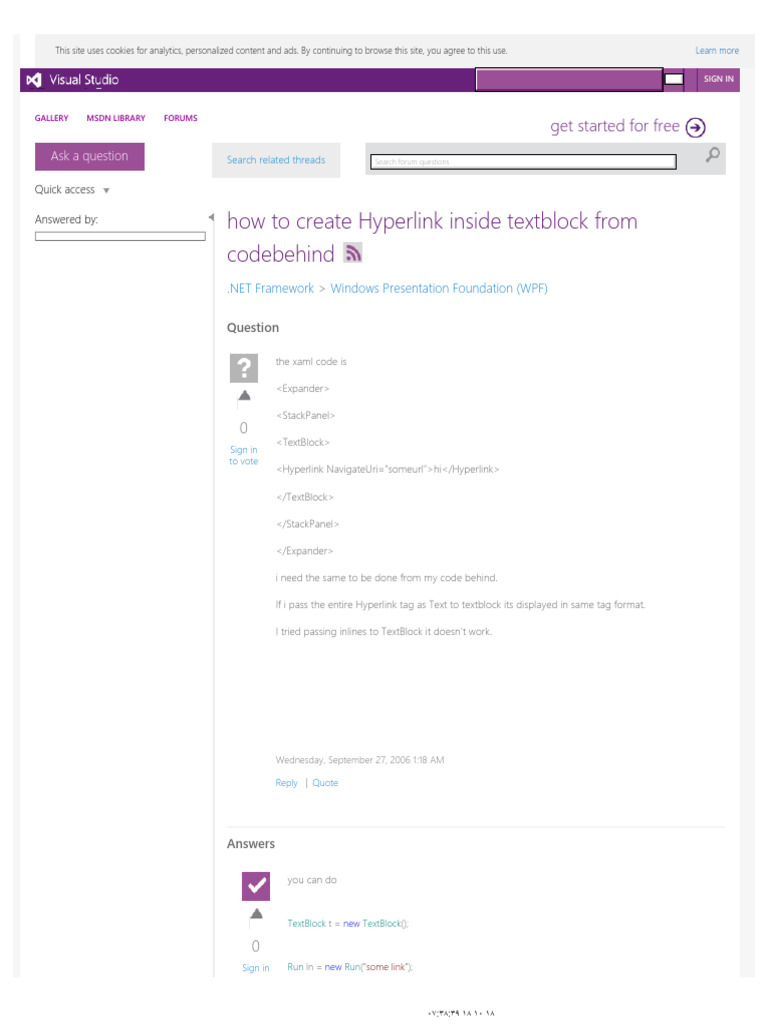 How To Create Hyperlink Inside Textblock From Codebehind | PDF | Windows Presentation Foundation ...
