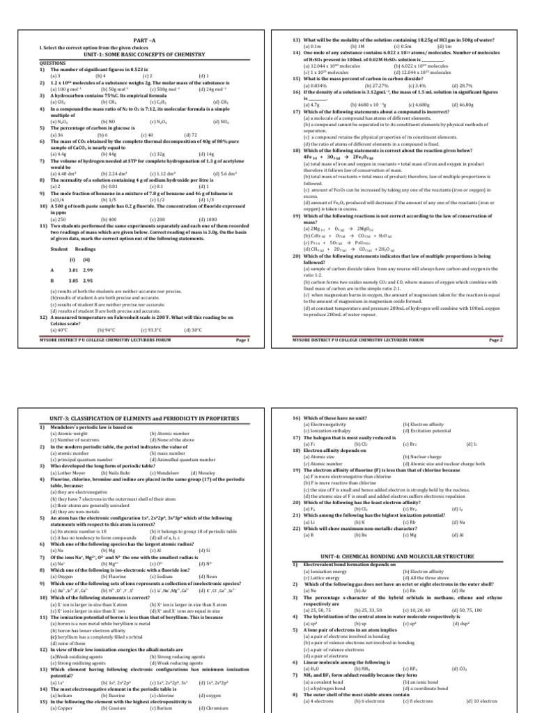 i Puc Mcqs for Forum (PDF) - Converted | PDF | Molecular Orbital | Chemical Bond