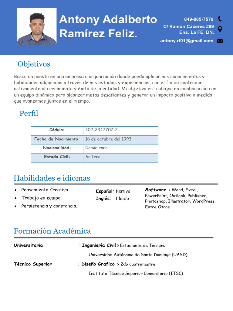 Currículum de Antony Ramírez | PDF | Informática