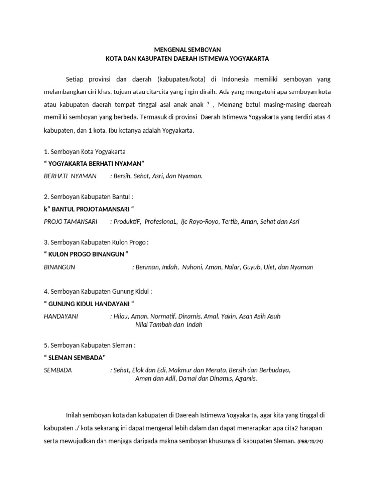 Mengenal Semboyan Diy | PDF