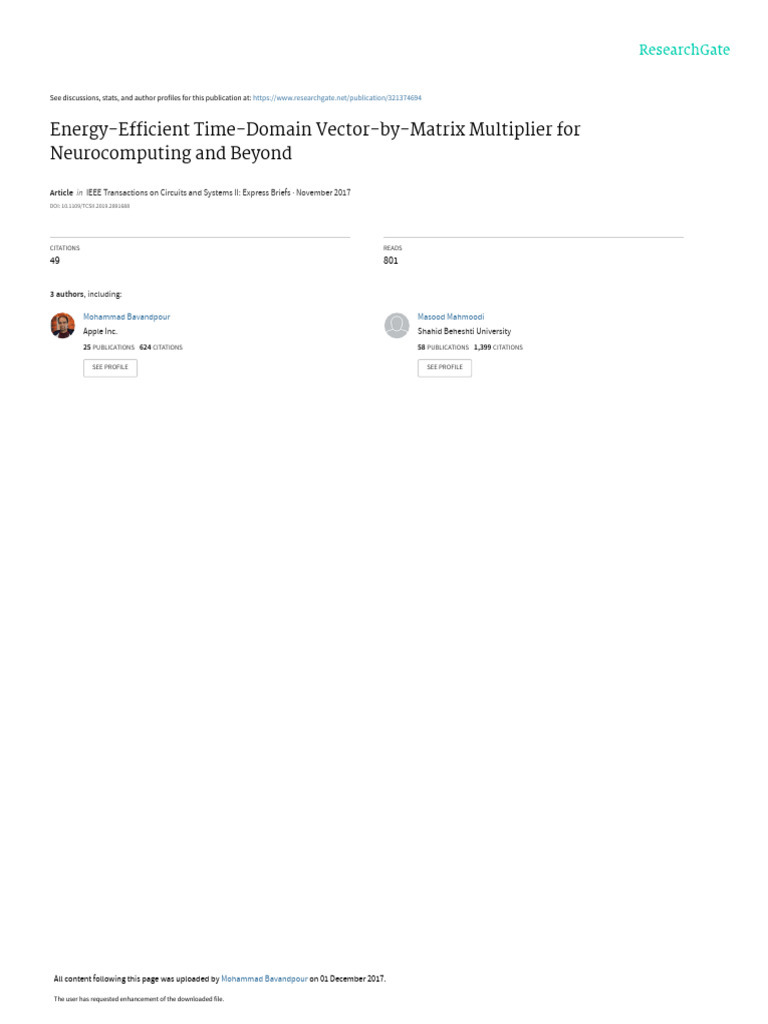 Energy Efficient Time Domain Vector by Matrix Mult | PDF | Electronic Circuits | Capacitor