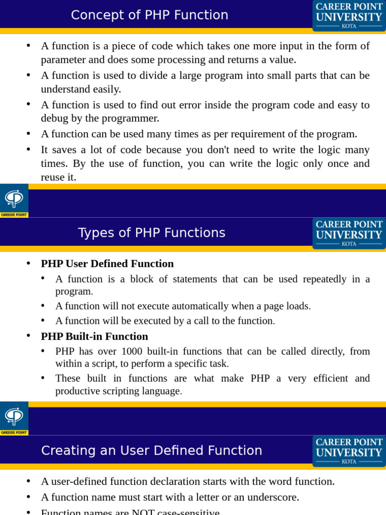 PHP FUnction and Its Types | PDF | Parameter (Computer Programming) | Php