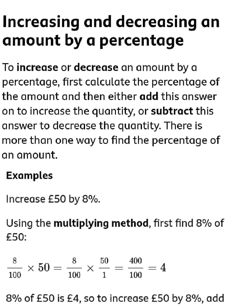 Percentage Increase & Decrease | PDF