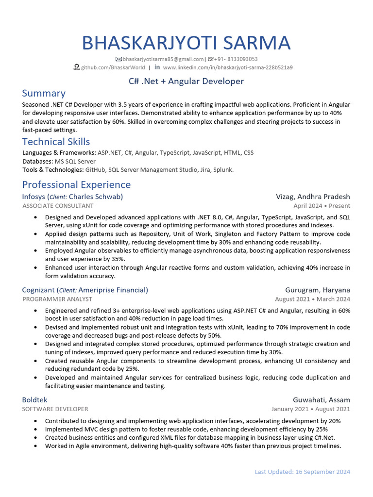 Bhaskarjyoti Sarma Resume DotNet | PDF | Software Development | Web Application