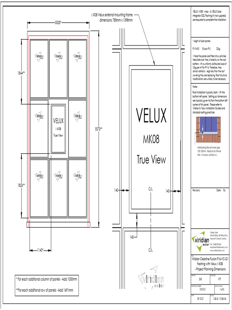 10 013.1 PV16 G1 Fusion Velux Dimension Information | PDF | Roof | Tile