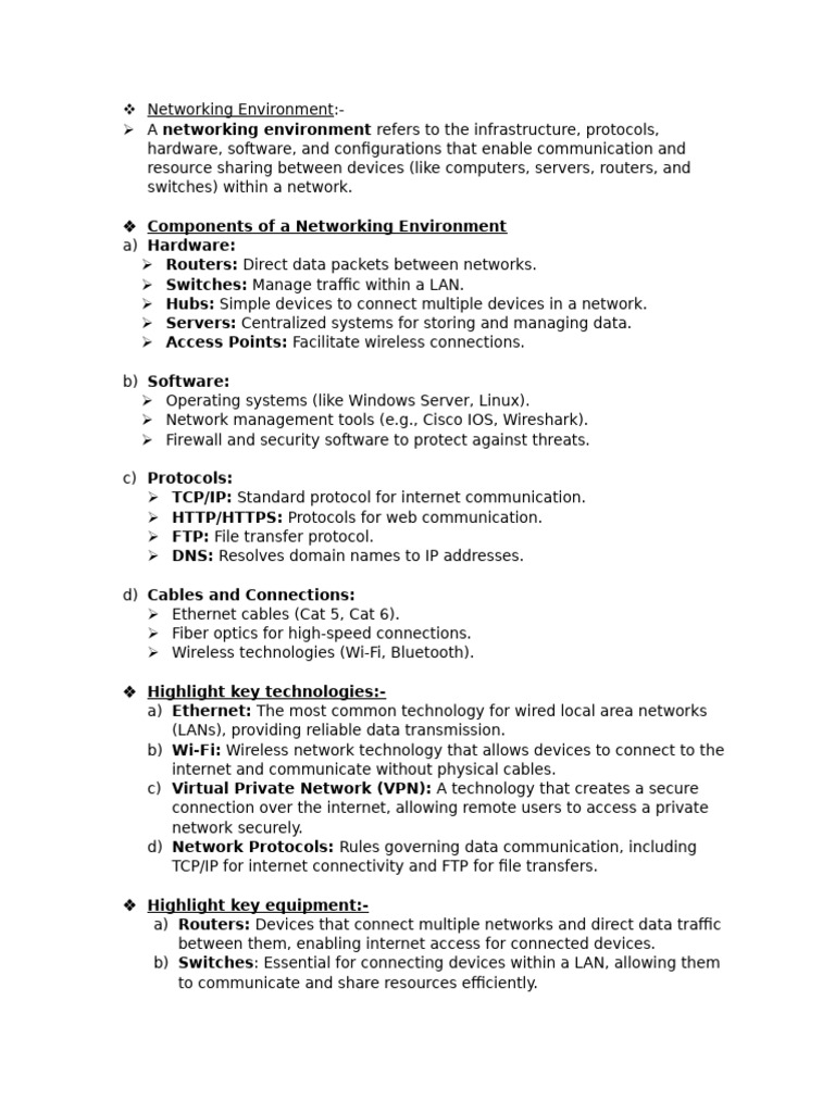 Networking Environment-Equipments | PDF