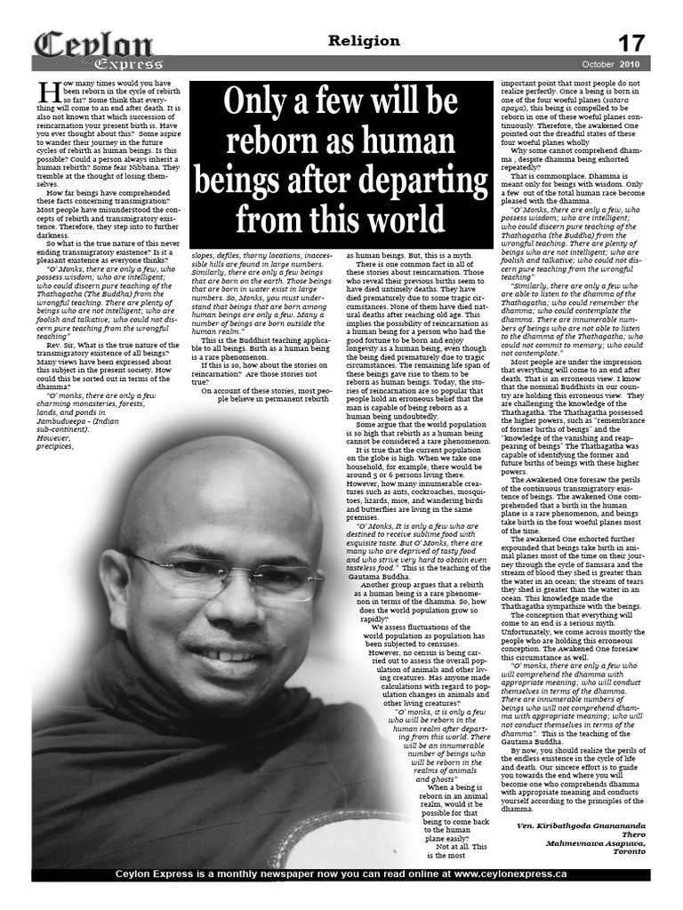 Only A Few Will Be Reborn As Humans | PDF | Reincarnation | Buddhahood