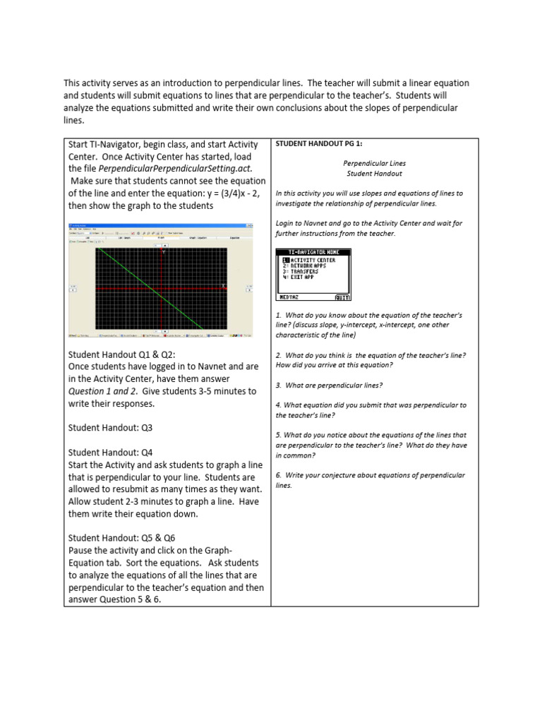EOC-STAAR-Teacher-Notes-Perpendicular-Line-Equations | PDF