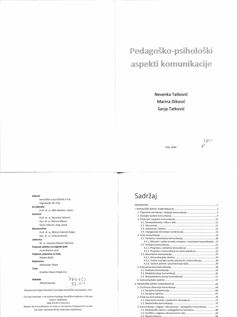 Pedagoško Psihološki Aspekti Komunikacije 2016 A4R | PDF