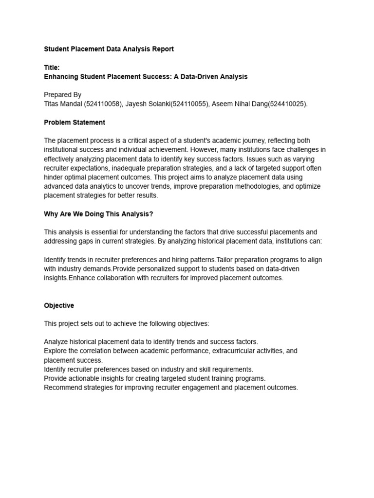 G16 - Student Placement Data Analysis Report-2 | PDF | Data Analysis | Data