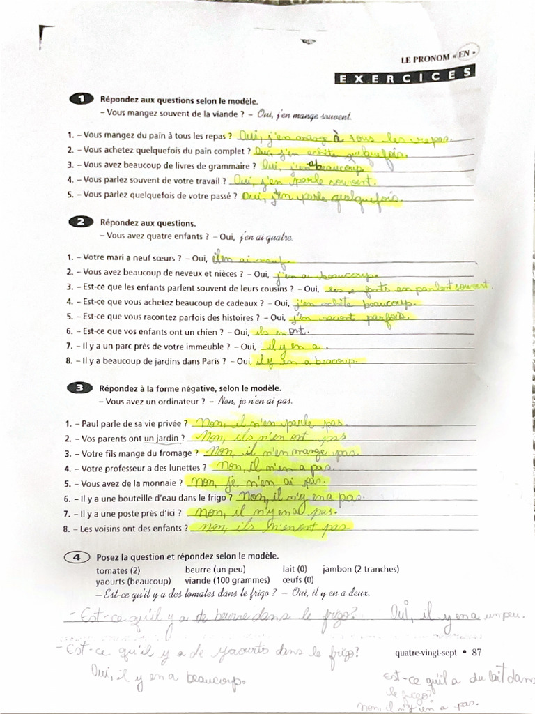 Les pronoms Y et EN | PDF