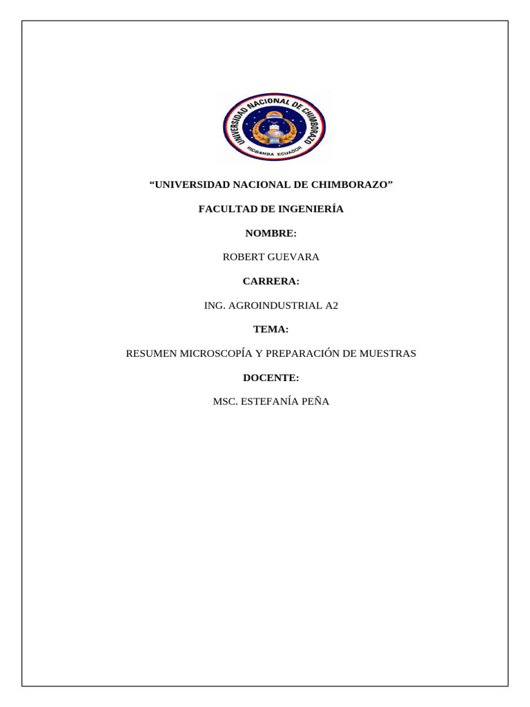 Microscopía y Preparación de Muestras | PDF | Microscopio | Óptica
