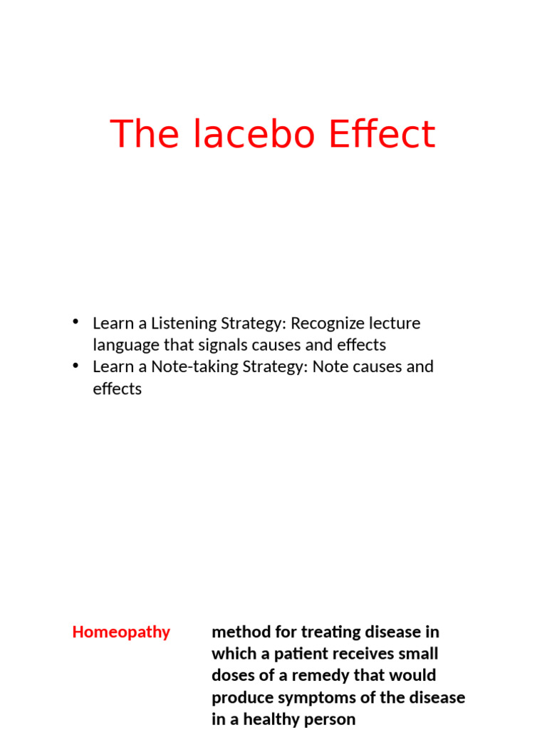 Understanding Causes and Effects in Placebo and Alternative Medicine ...