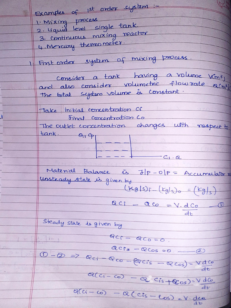 Unit 2 Pci Derivation of First Order Mixing Process | PDF