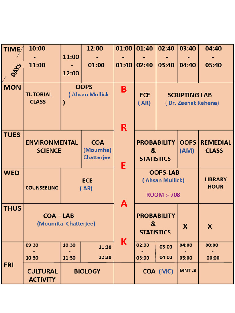 Weekly Class Schedule Overview | PDF