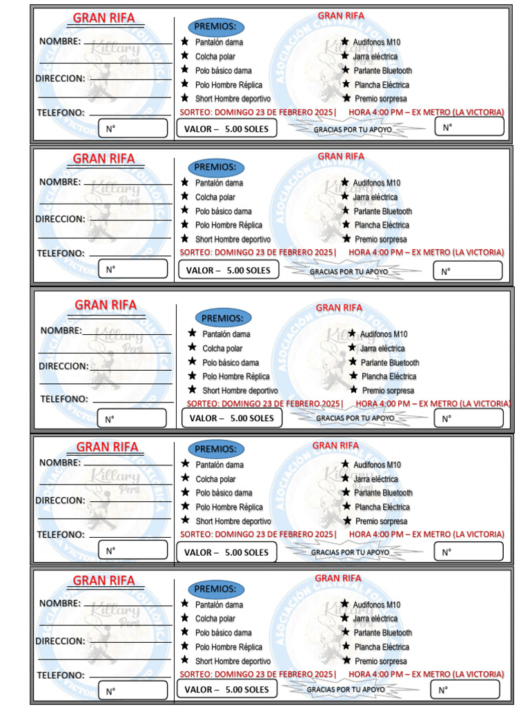 Rifas Killary Peru Ok | PDF