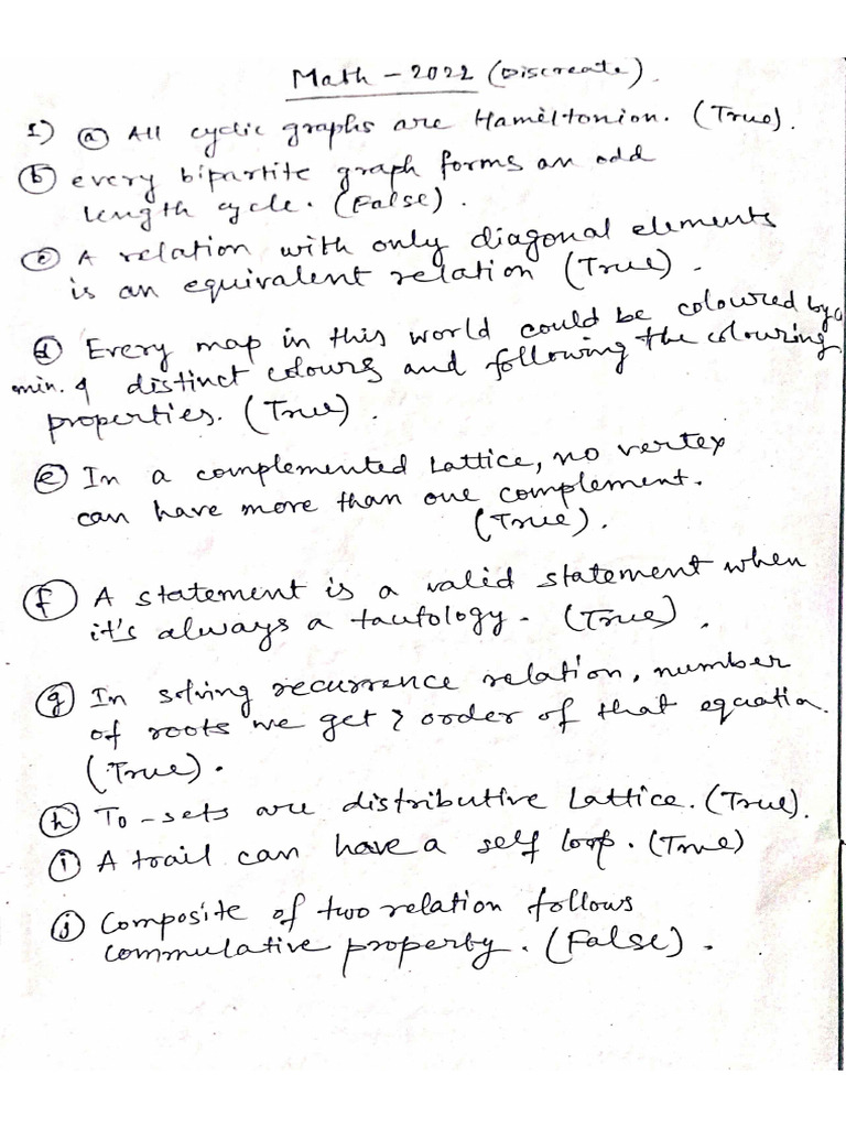 Discrete Math Pyq 2022 | PDF