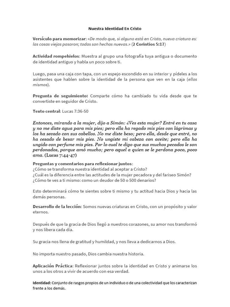 Nuestra Identidad en Cristo | PDF