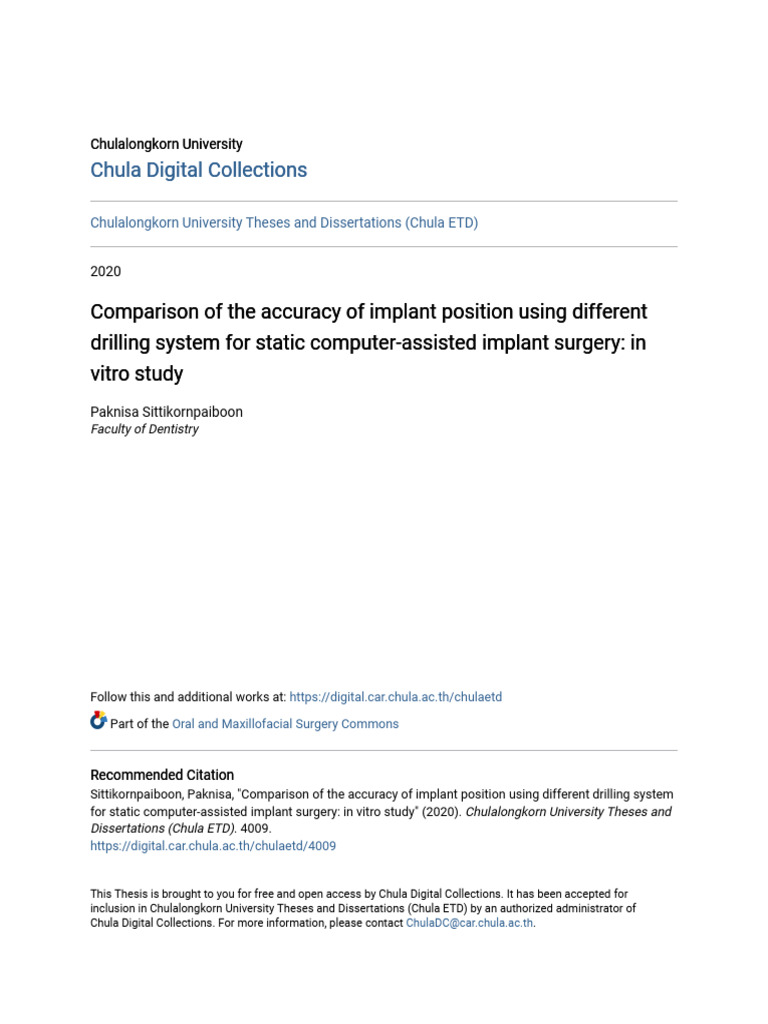 Comparison of The Accuracy of Implant Position Using Different DR | PDF