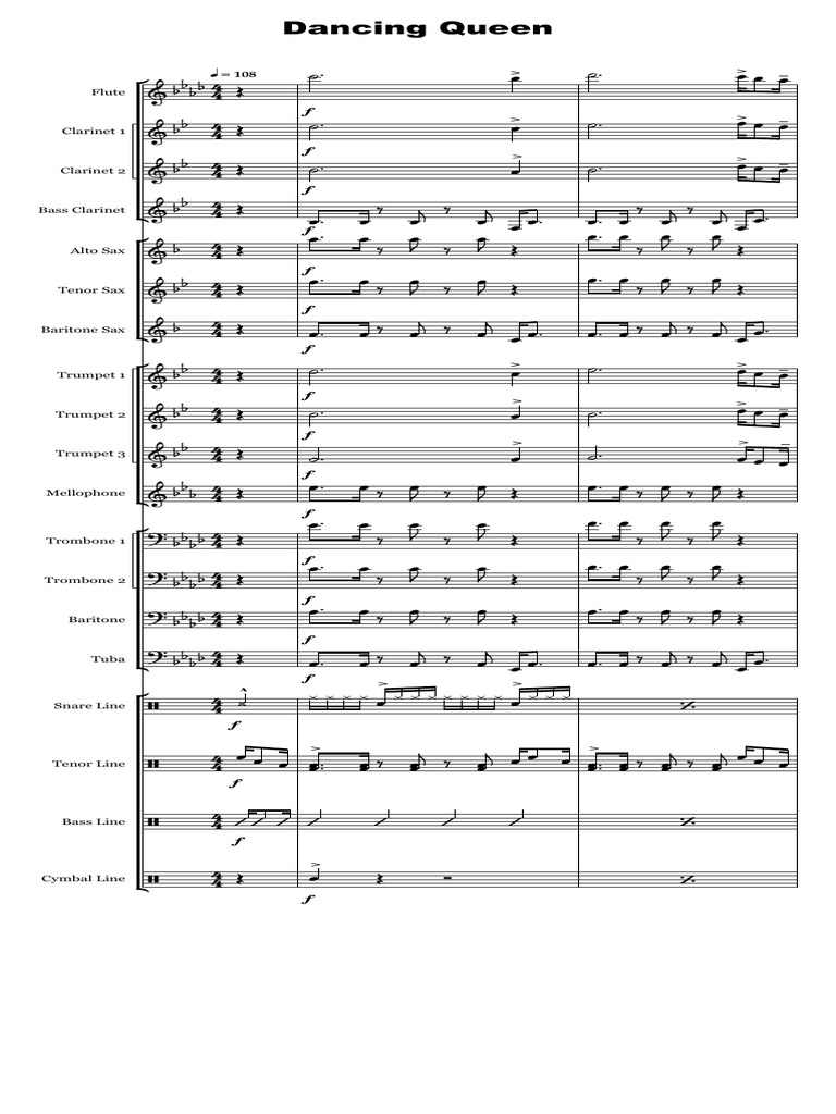 Dancing Queen For Marching Band | PDF