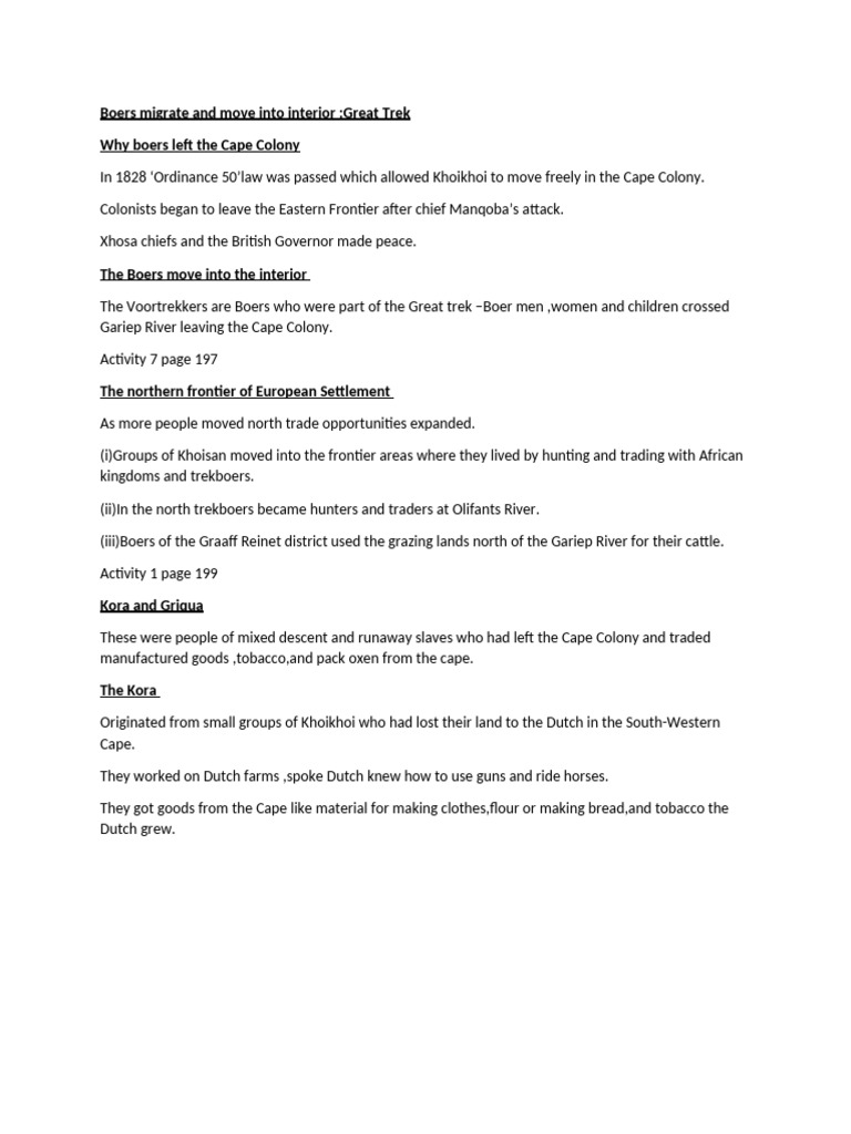 Grade 7 History: Great Trek Overview | PDF | Africa