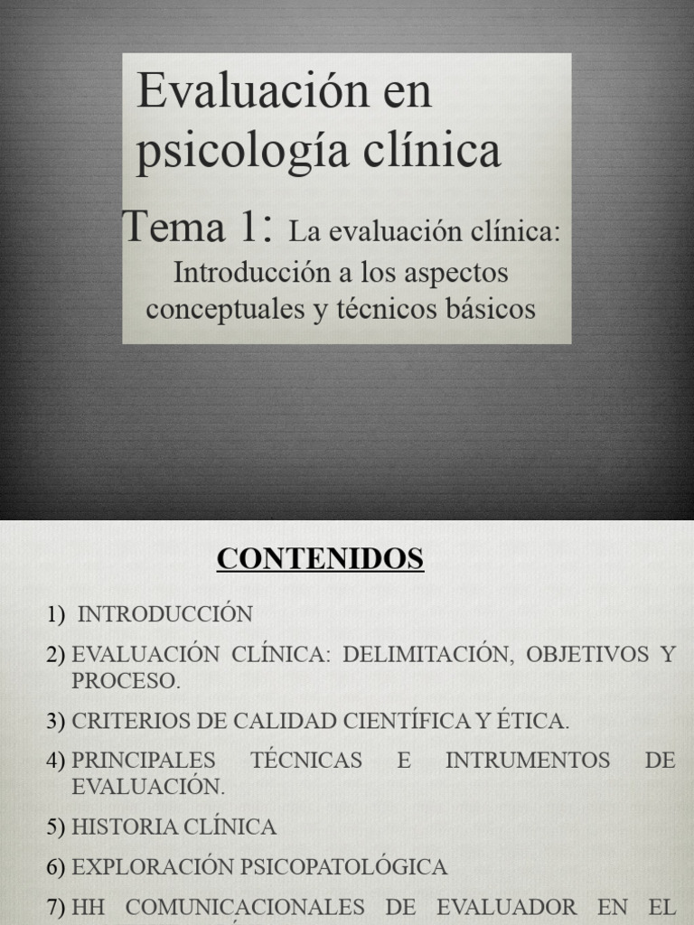 T1.EVAL.PSICO.CLINICA | PDF | Validez (Estadísticas) | Evaluación
