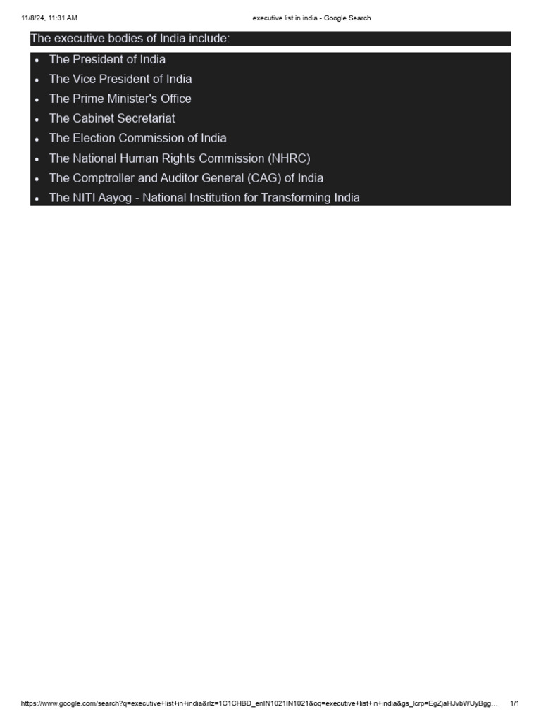 Executive List in India | PDF