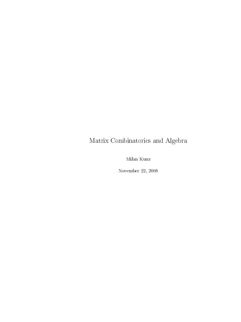 Matrix Combinatorics and Algebra | PDF | Matrix (Mathematics) | Combinatorics