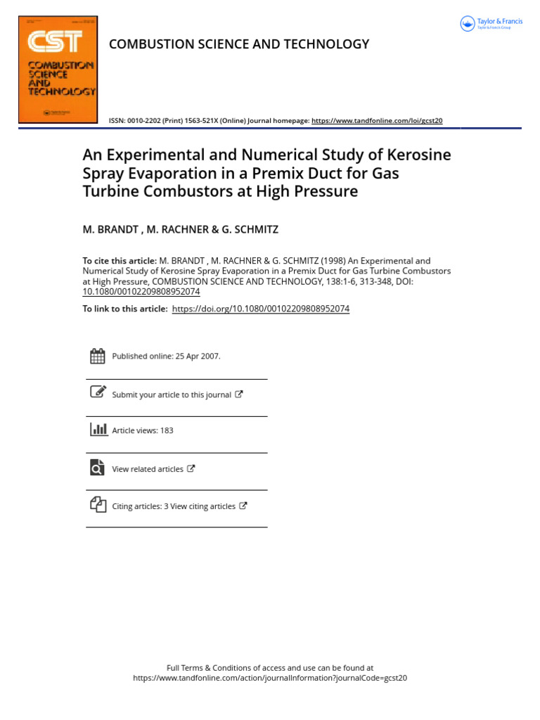 An Experimental and Numerical Study of Kerosine Spray Evaporation in A Premix Duct For Gas ...