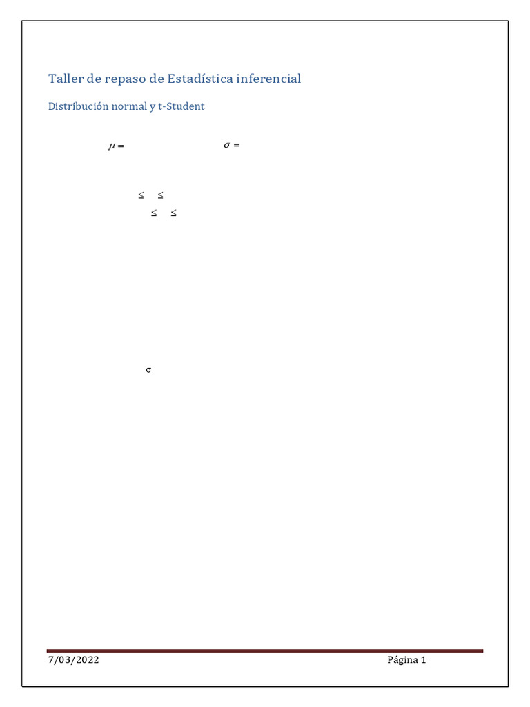 Taller de Est Inf 2EM1 | PDF | Media | Desviación Estándar