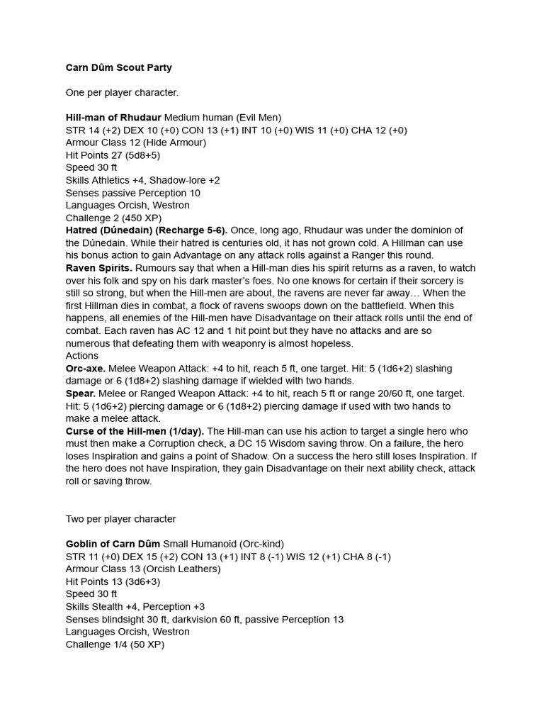 LOTR Carn Dûm Scout Party | PDF