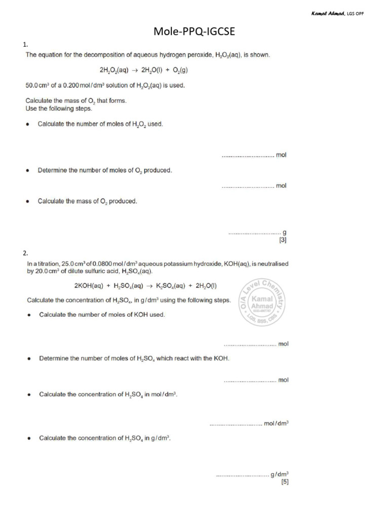 Mole PPQ IGCSE | PDF