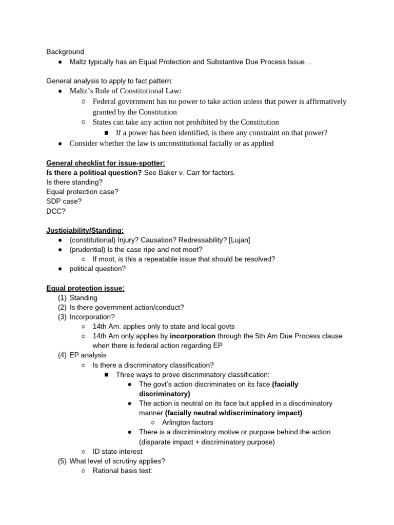 Con Law Checklists (Ie How To Get An A+) | PDF | Commerce Clause ...