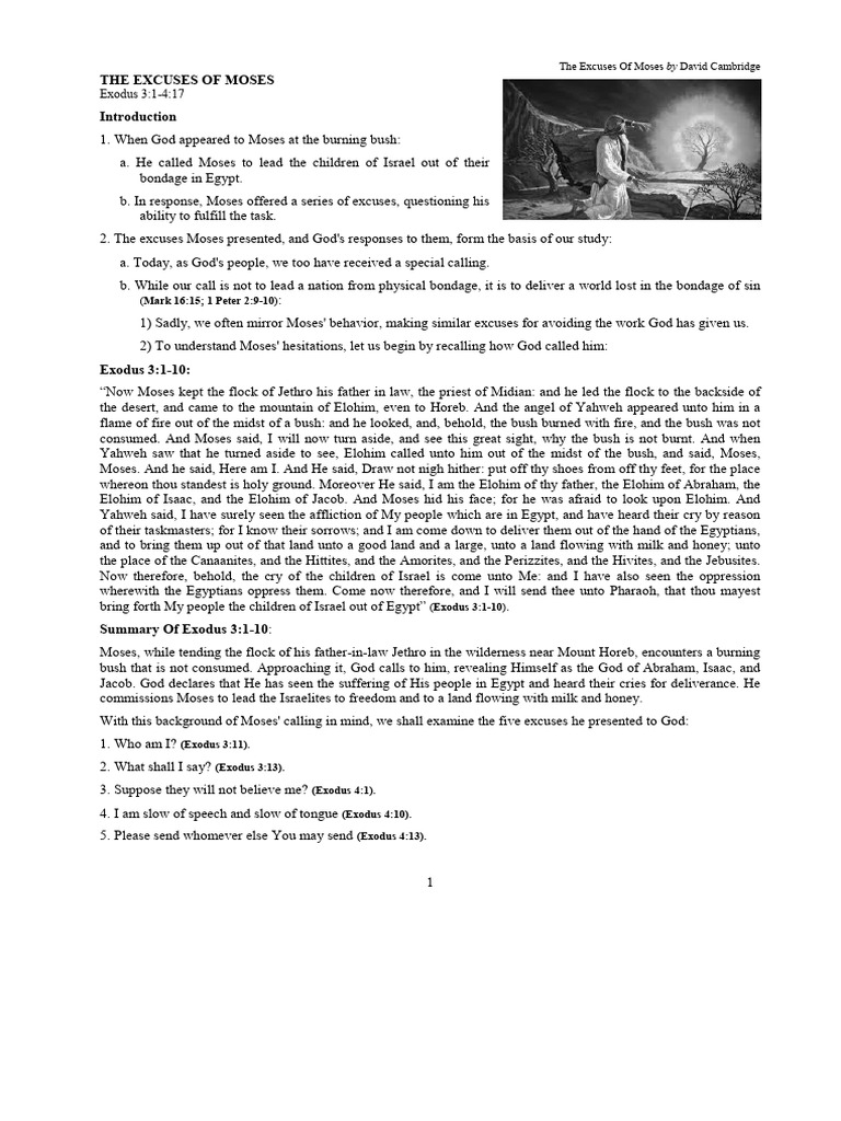 The Excuses Of Moses | PDF | Moses | Book Of Exodus