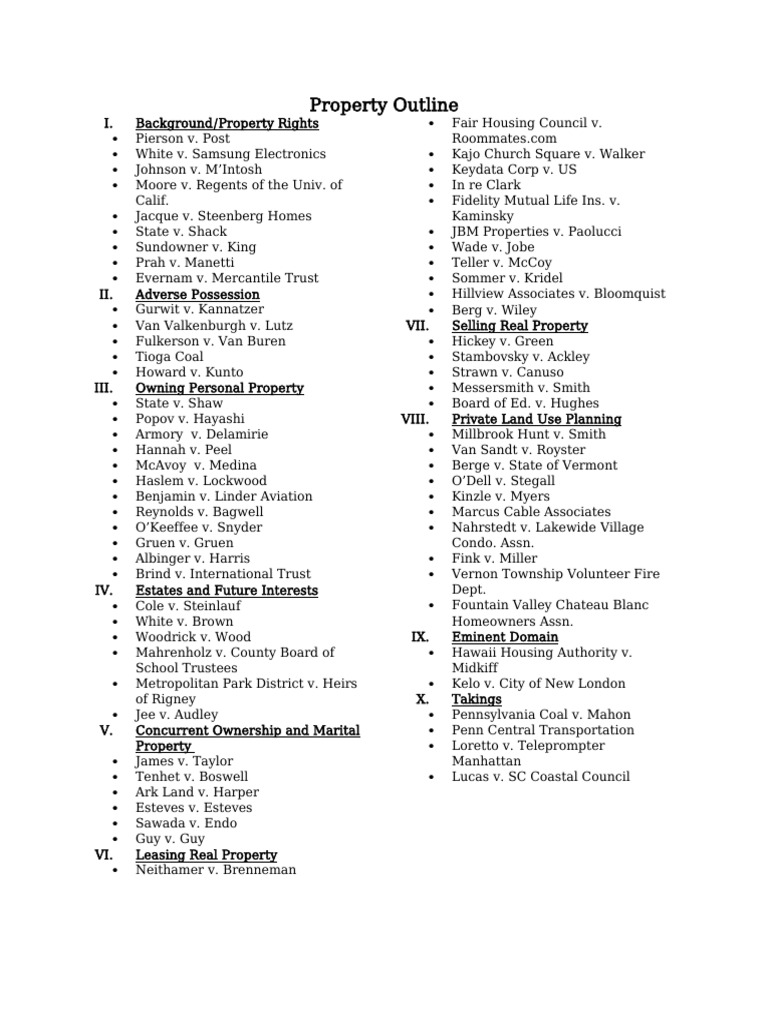 Property Outline 2 | PDF | Adverse Possession | Conversion (Law)