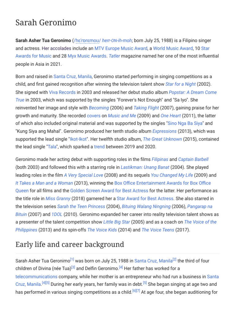 Sarah Geronimo - Wikipedia | PDF