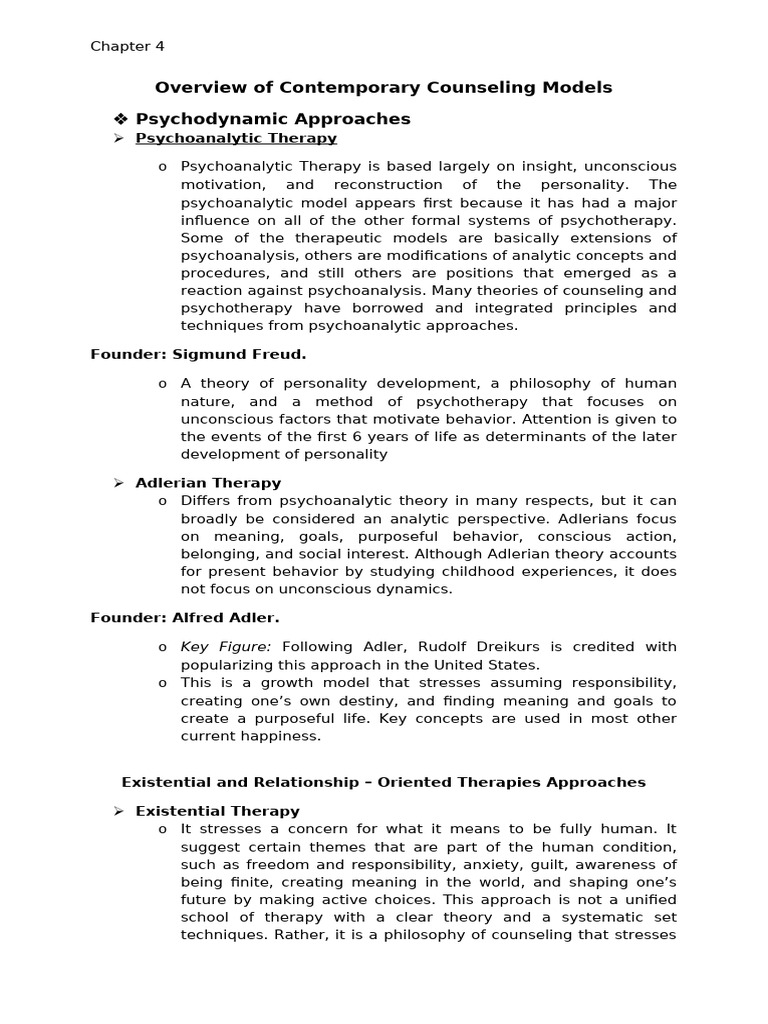Overview of Contemporary Counseling Models | PDF | Psychotherapy ...