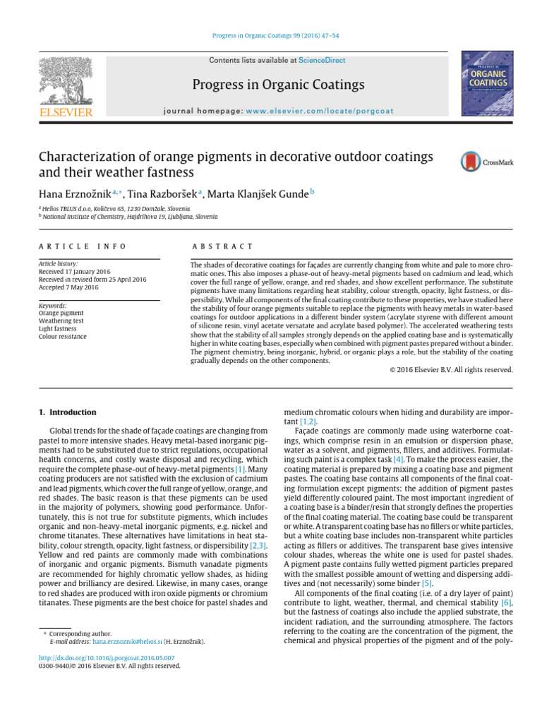 Orange Pigments in Outdoor Coatings | PDF | Ultraviolet | Paint