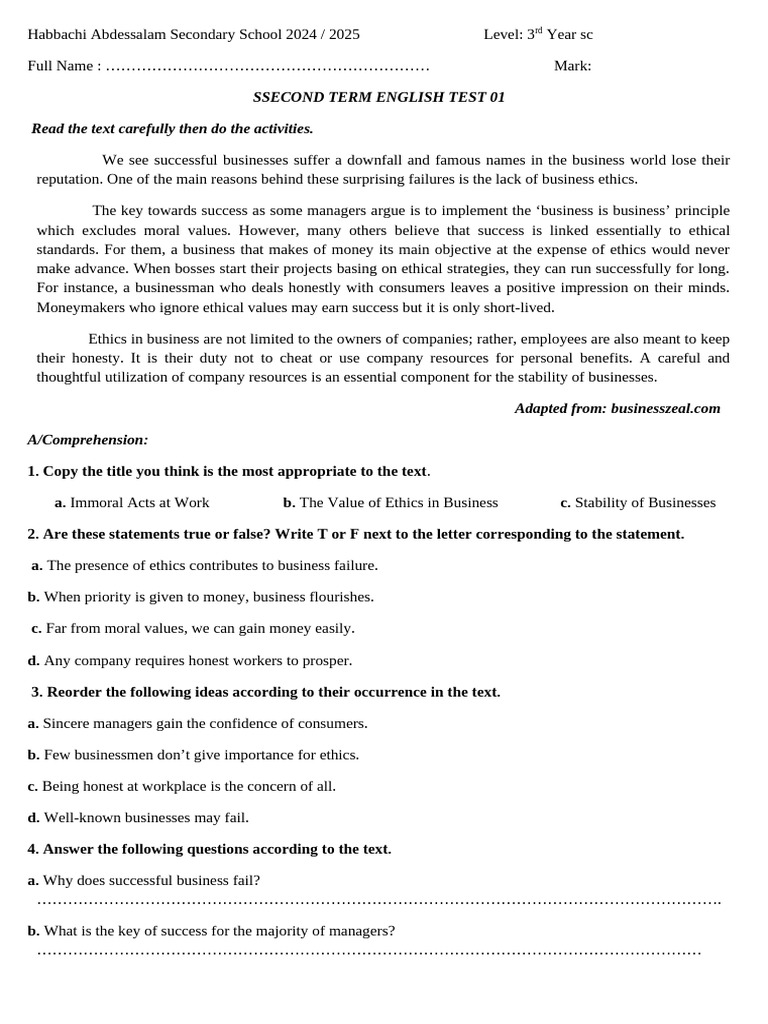 Test Ethics in Business | PDF | Morality