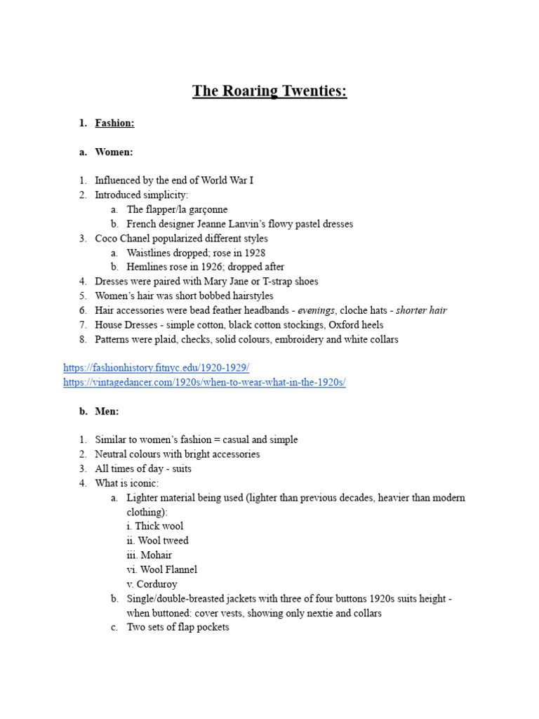 The Roaring Twenties Notes | PDF