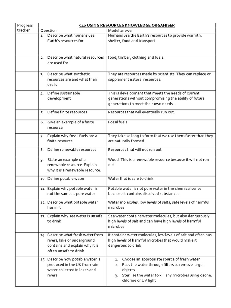 17.C10 Knowledge Organiser | PDF | Sewage Treatment | Water
