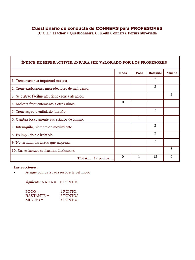 Escalas-de-Conners-para-evaluar-el-TDAH.docx.docx | PDF