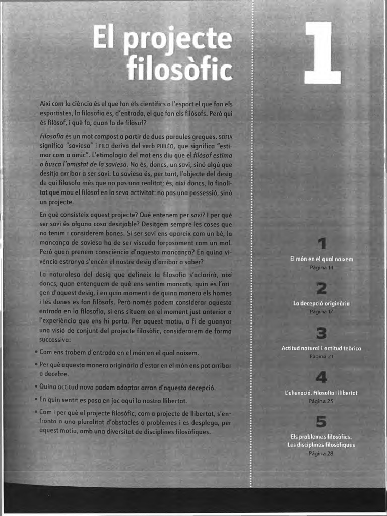 U1-El Projecte Filosòfic | PDF