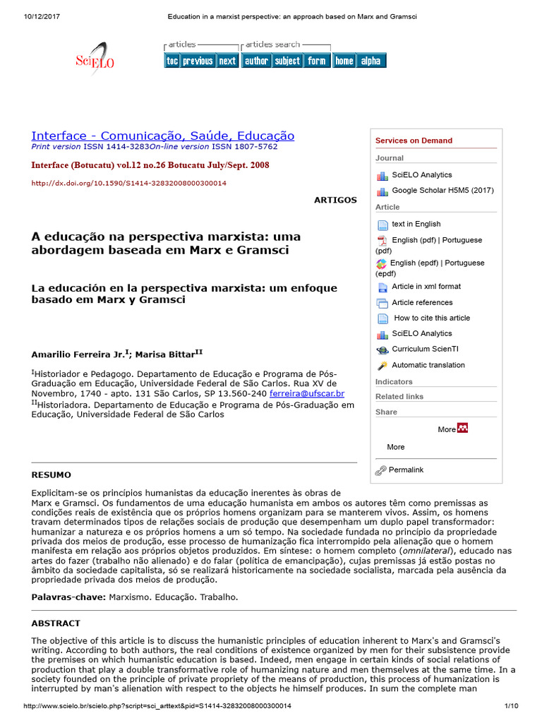 Education in A Marxist Perspective - An Approach Based On Marx and ...