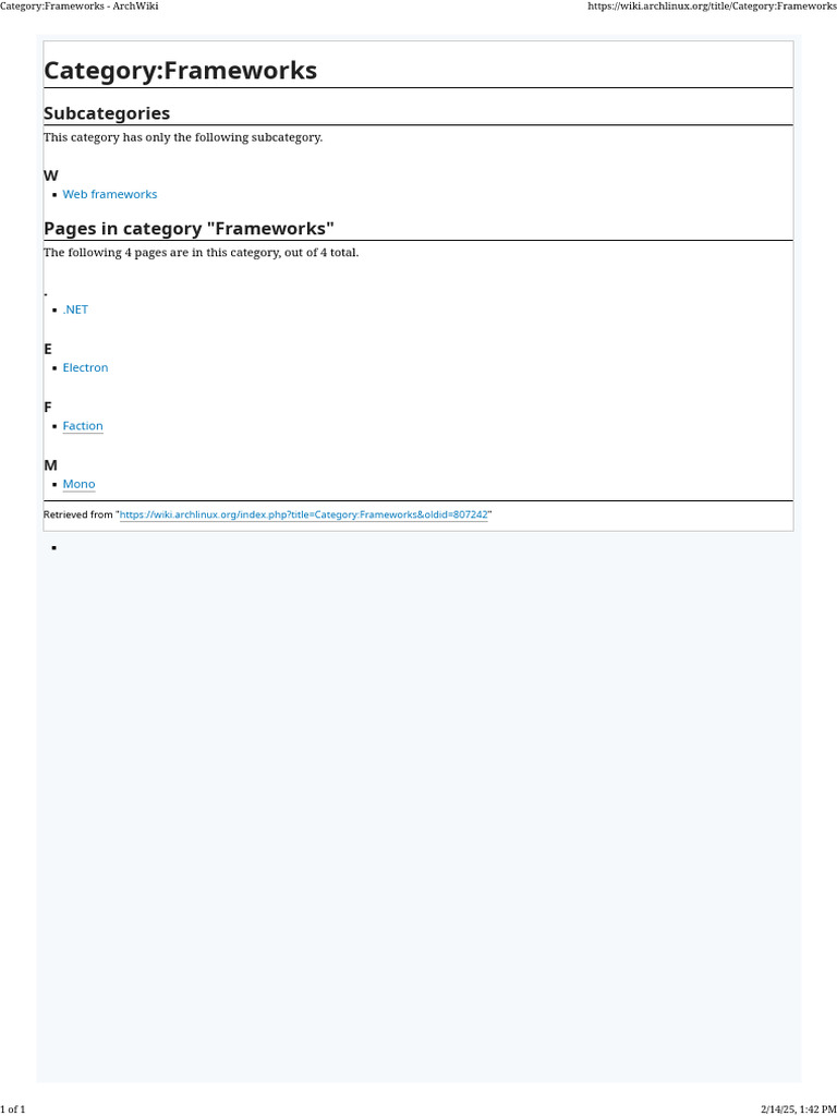 Category - Frameworks - ArchWiki | PDF