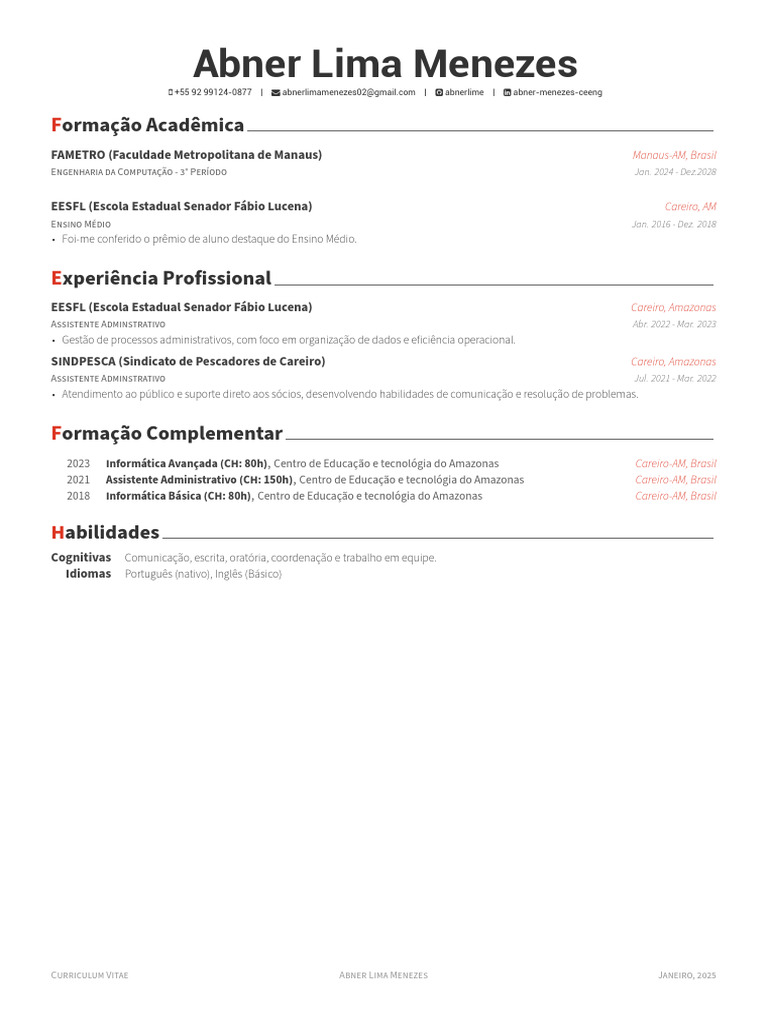 Currículo Abner Lima | PDF